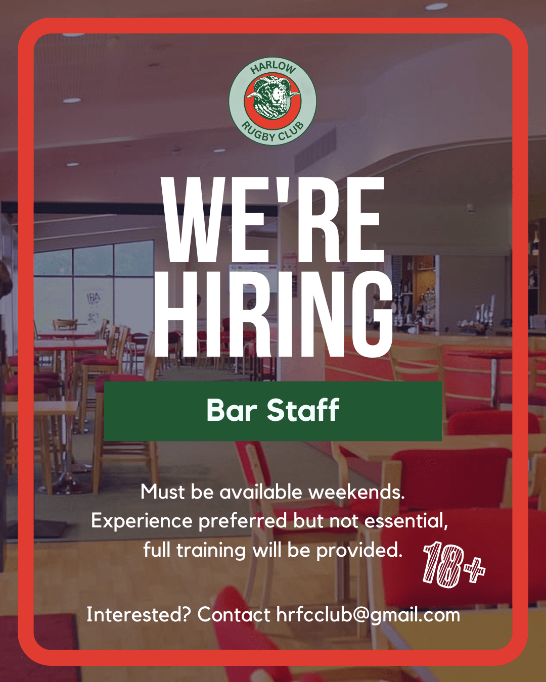 We're Hiring... - Harlow Rugby Club